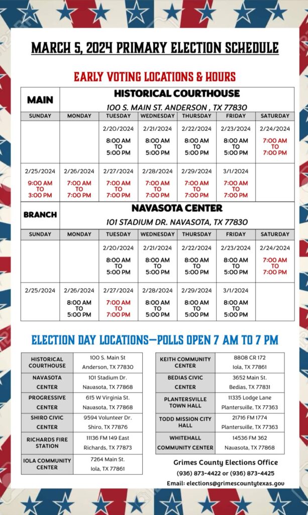 Grimes County Ready For March 5th Primary Elections - Willy 1550 & 98.7 ...