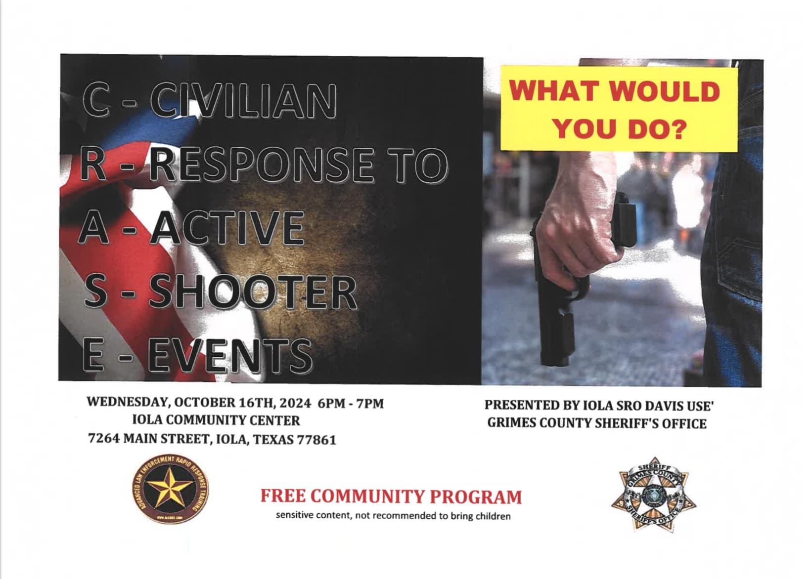 Civilian Response to Active Shooter Events (CRASE) Class Being ...