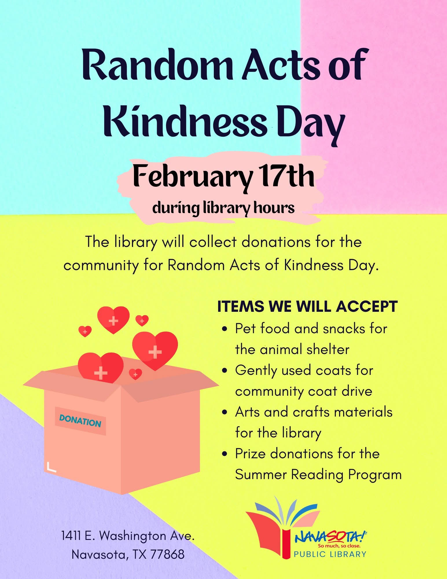 Celebrate Random Acts of Kindness Day with the Navasota Public Library ...